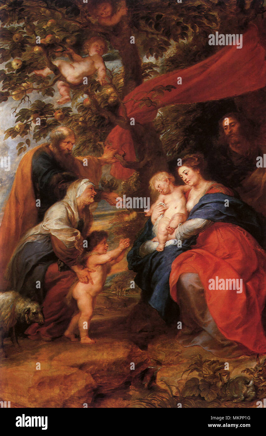 The Holy Family under the Apple Tree with Saints Stock Photo - Alamy