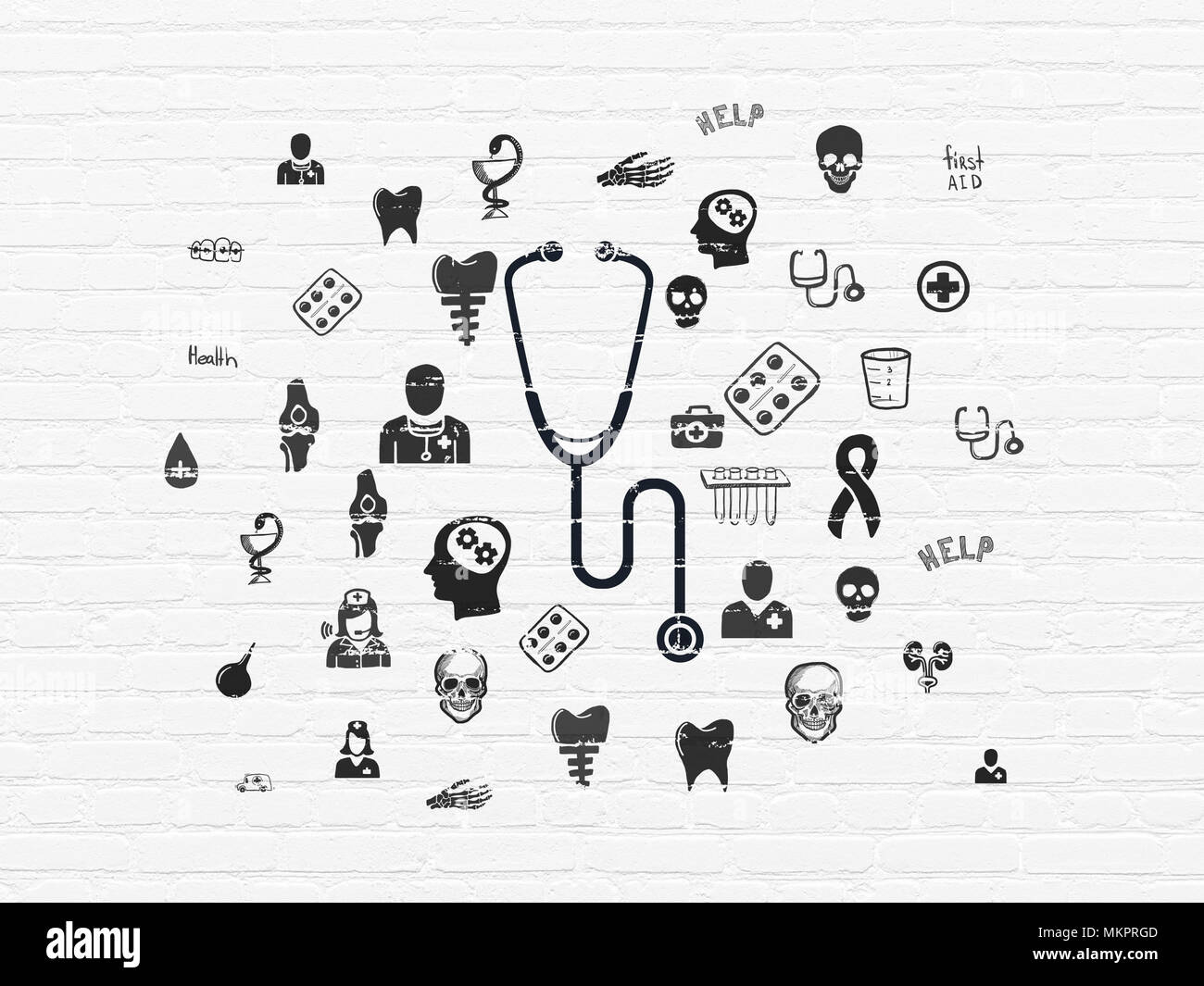 Health concept: Stethoscope on wall background Stock Photo - Alamy