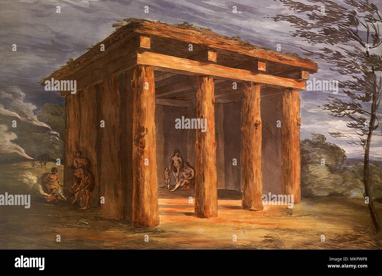 A Primitive Temple in Wood Stock Photo - Alamy