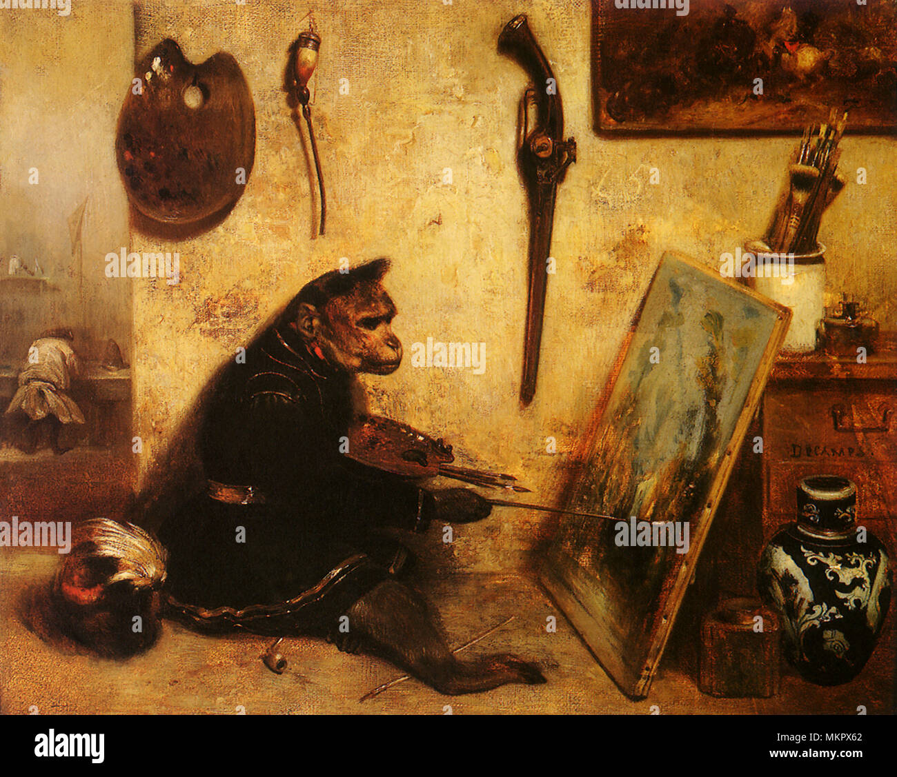 The Monkey Painter Stock Photo - Alamy