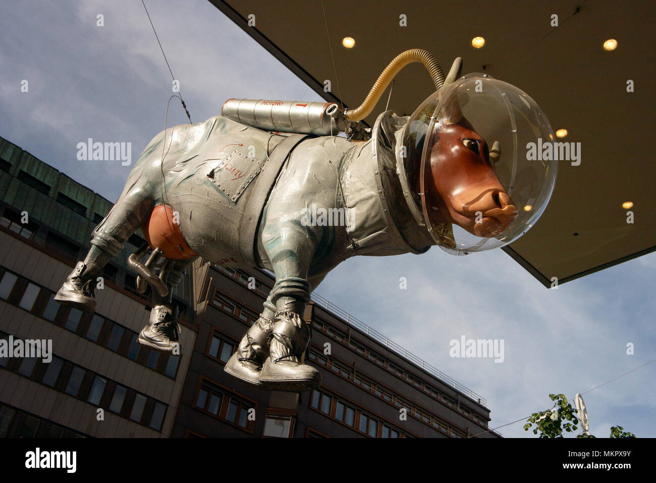 Cow number 69 Cosmonaut, at the art exhibition CowParade located at the ...