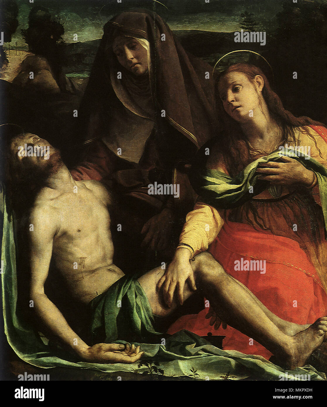 Dead Christ with Mary and the Magdalene Stock Photo - Alamy