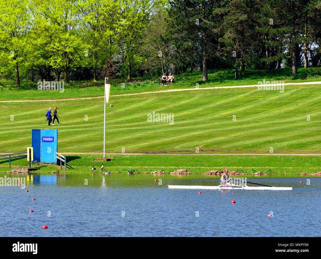 Rowing practice at the National water sports centre Holme Pierrepont ...