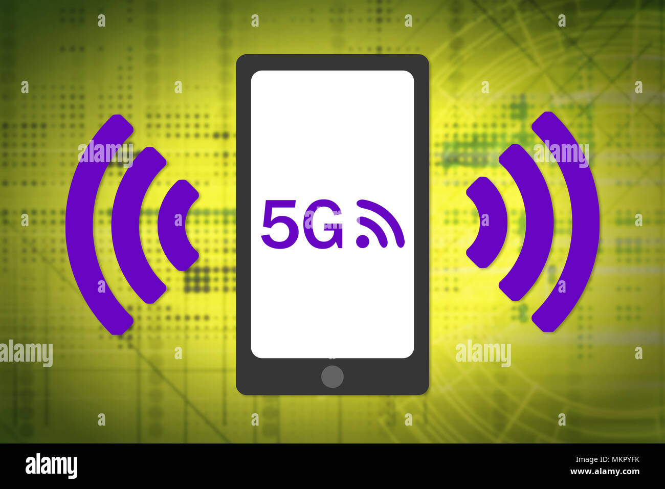 5G wireless concept. 5G Smartphone with wireless waves icon. Complementary colors Stock Photo ...