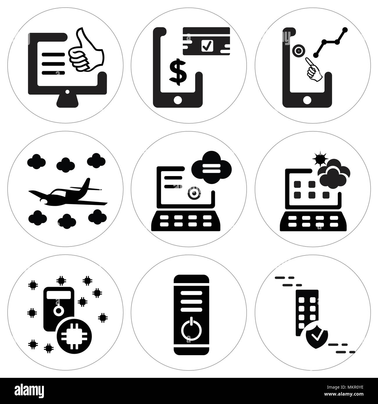 Set Of 9 simple editable icons such as Safety, Power button, Cpu ...