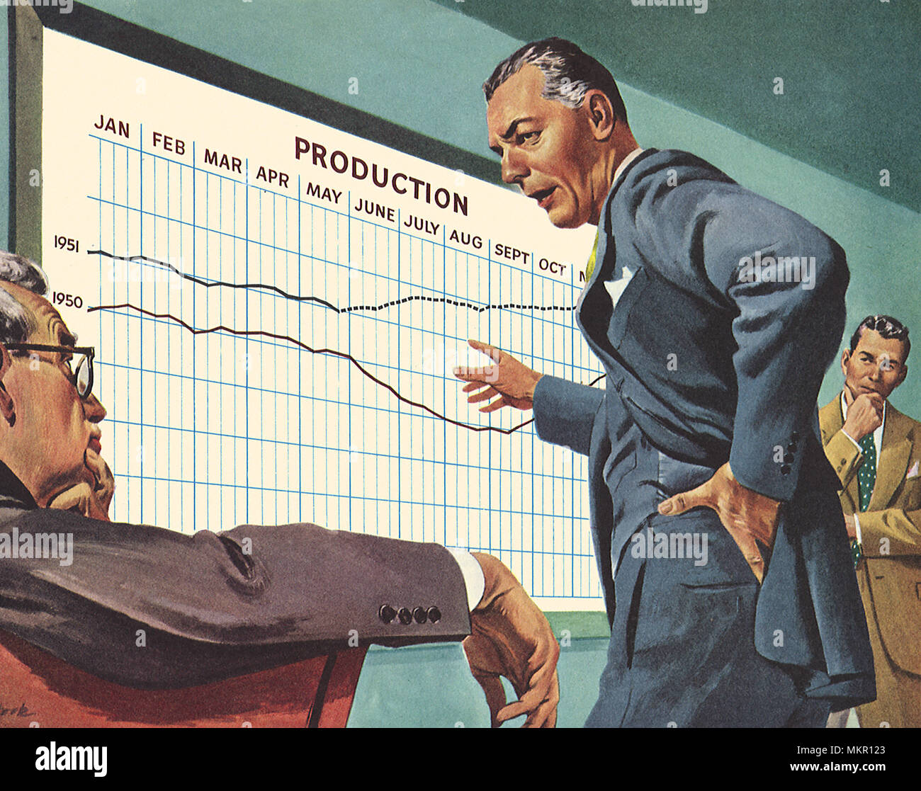 Businessman explaining Chart at Meeting Stock Photo - Alamy