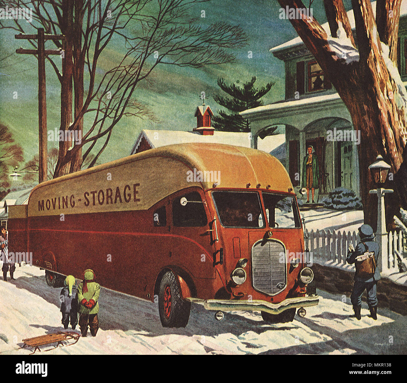 Moving Truck outside Home Stock Photo - Alamy