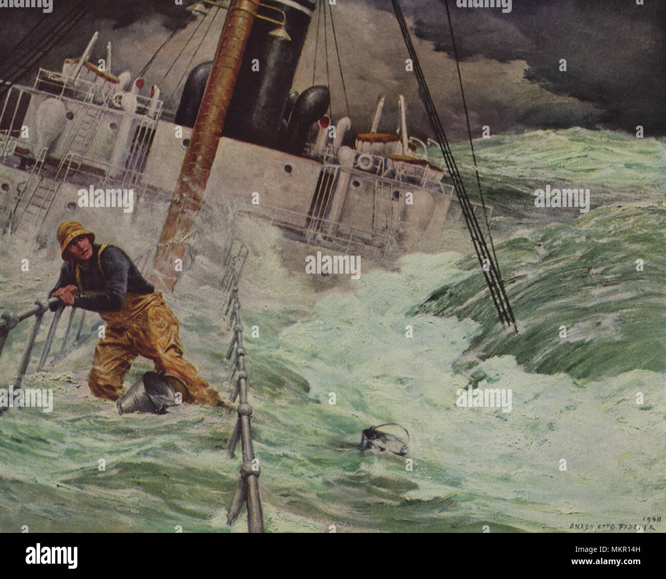 Oil Tanker overshelmed by Wave Stock Photo - Alamy