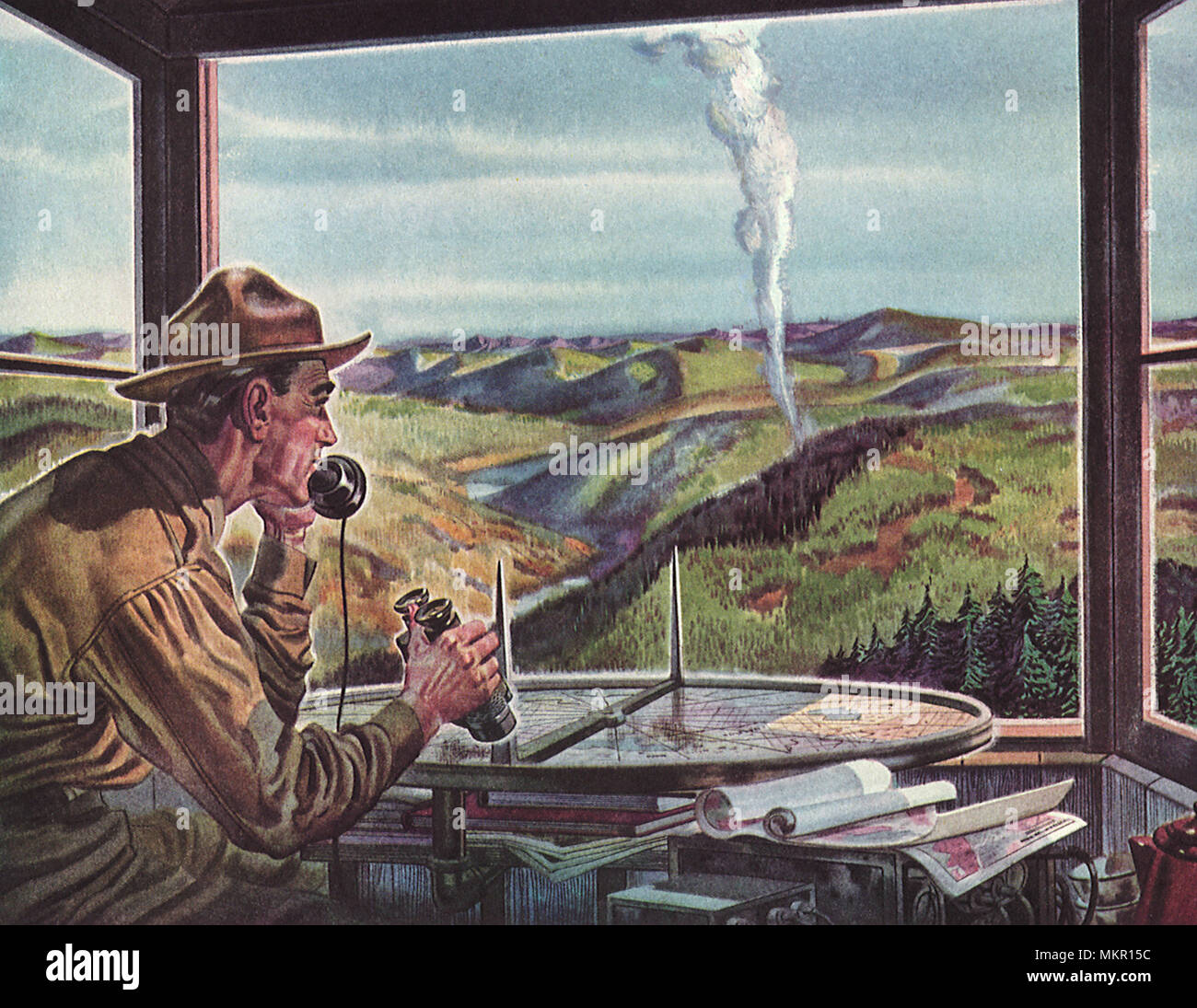 Park Ranger spots Fire and Calls for Help Stock Photo - Alamy