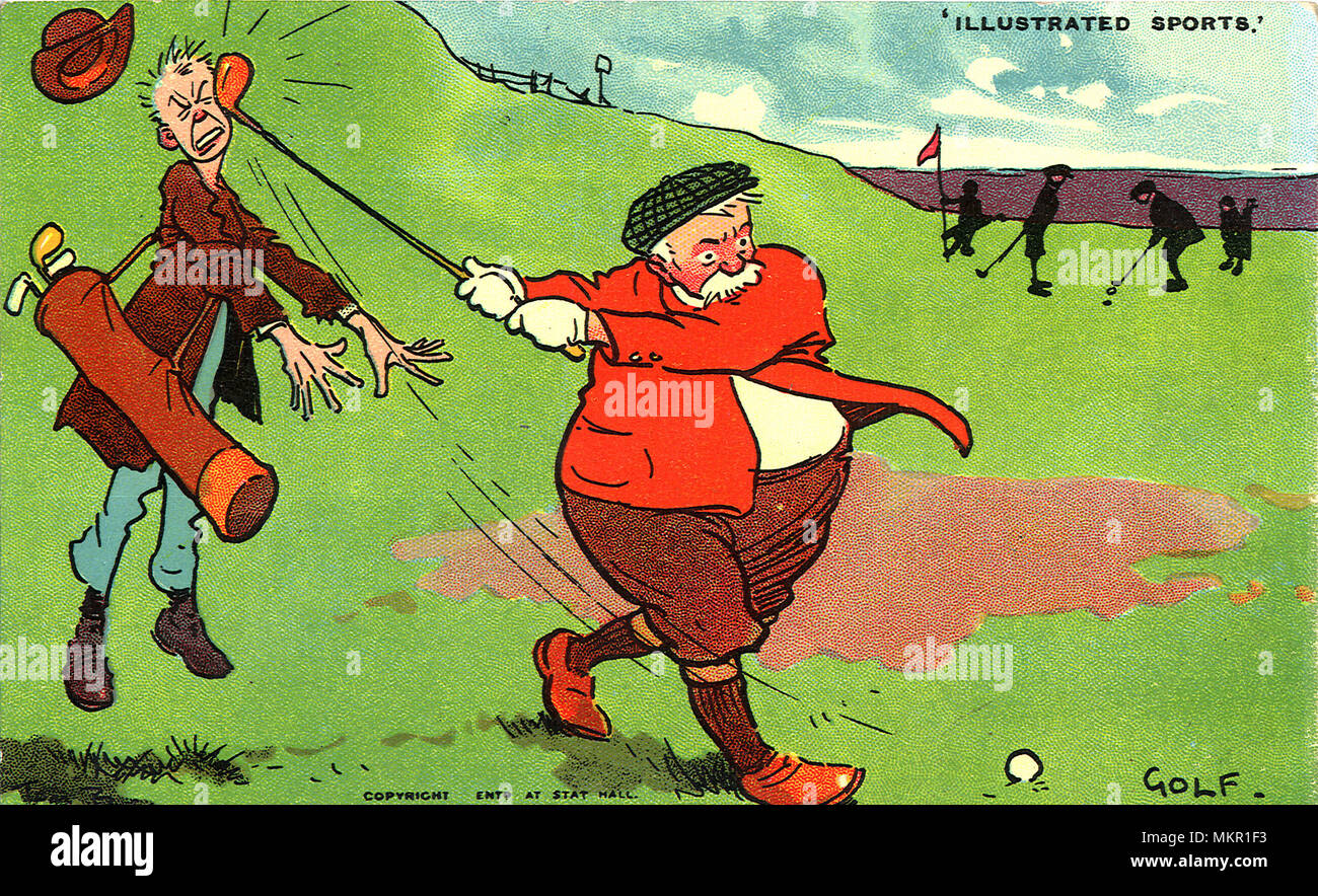 Man hits Caddy in the face with Golf Club on Backswing Stock Photo - Alamy