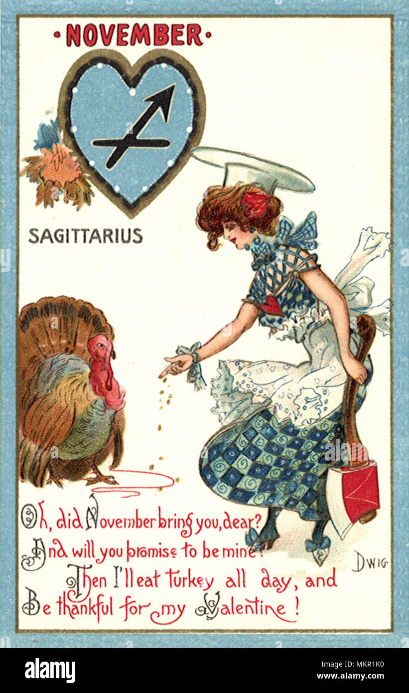 Valentine Zodiac Card for November Sagittarius Stock Photo - Alamy