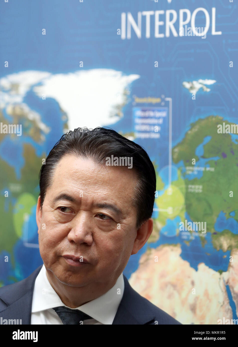 Interpol President Meng Hongwei at the offices of Interpol in Lyon ...