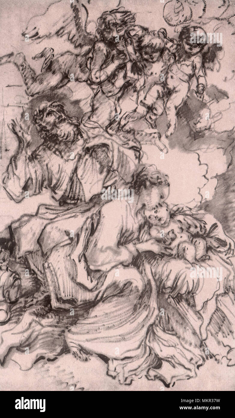 The Holy Family with Angels Stock Photo - Alamy