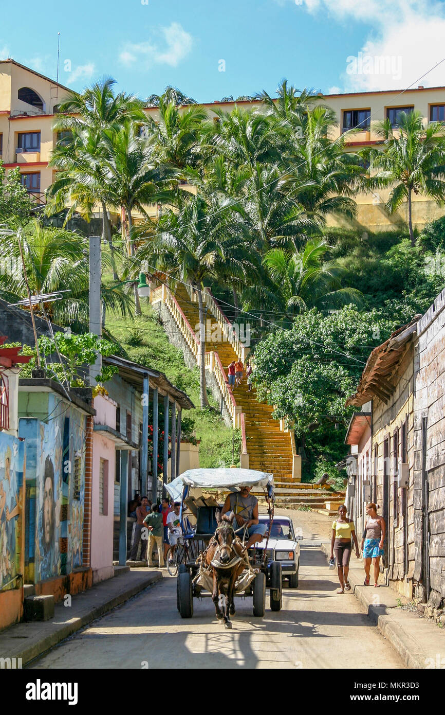 Baracoa town, Cuba with Hotel El Castillo, the former Spanish Seboruco ...