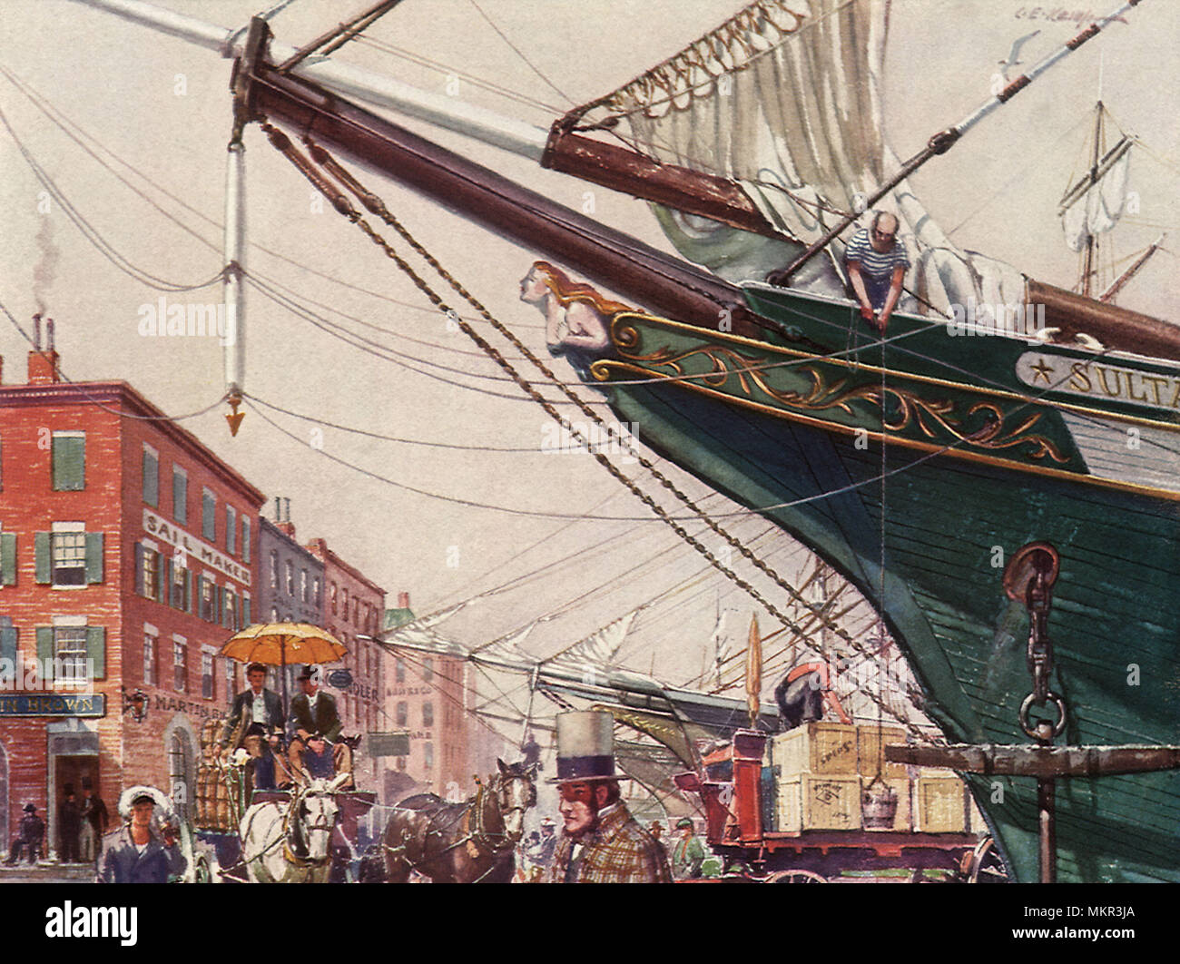 Ship at a Busy Harbor Stock Photo - Alamy