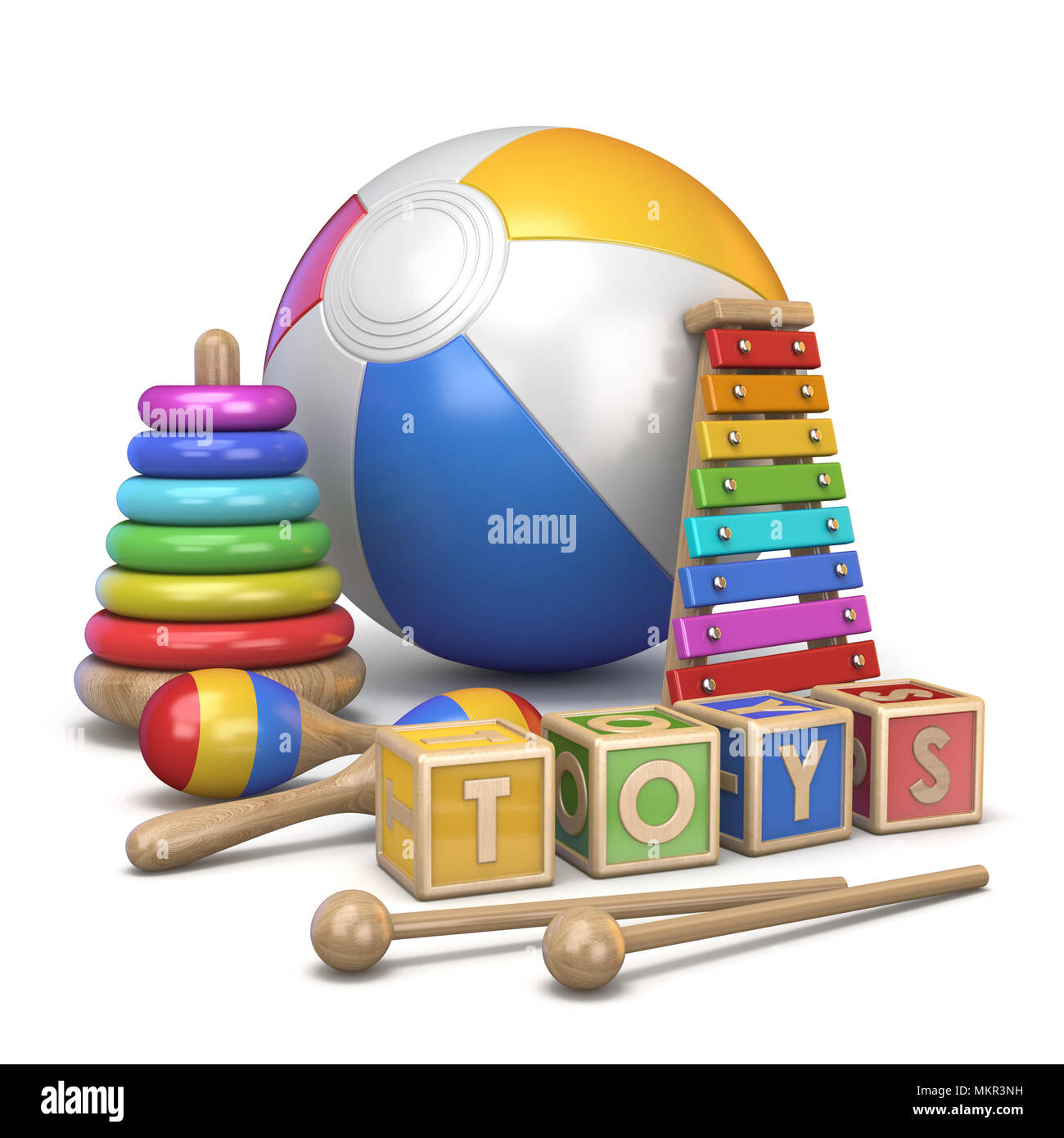 Kids toys concept 3D rendering illustration isolated on white ...