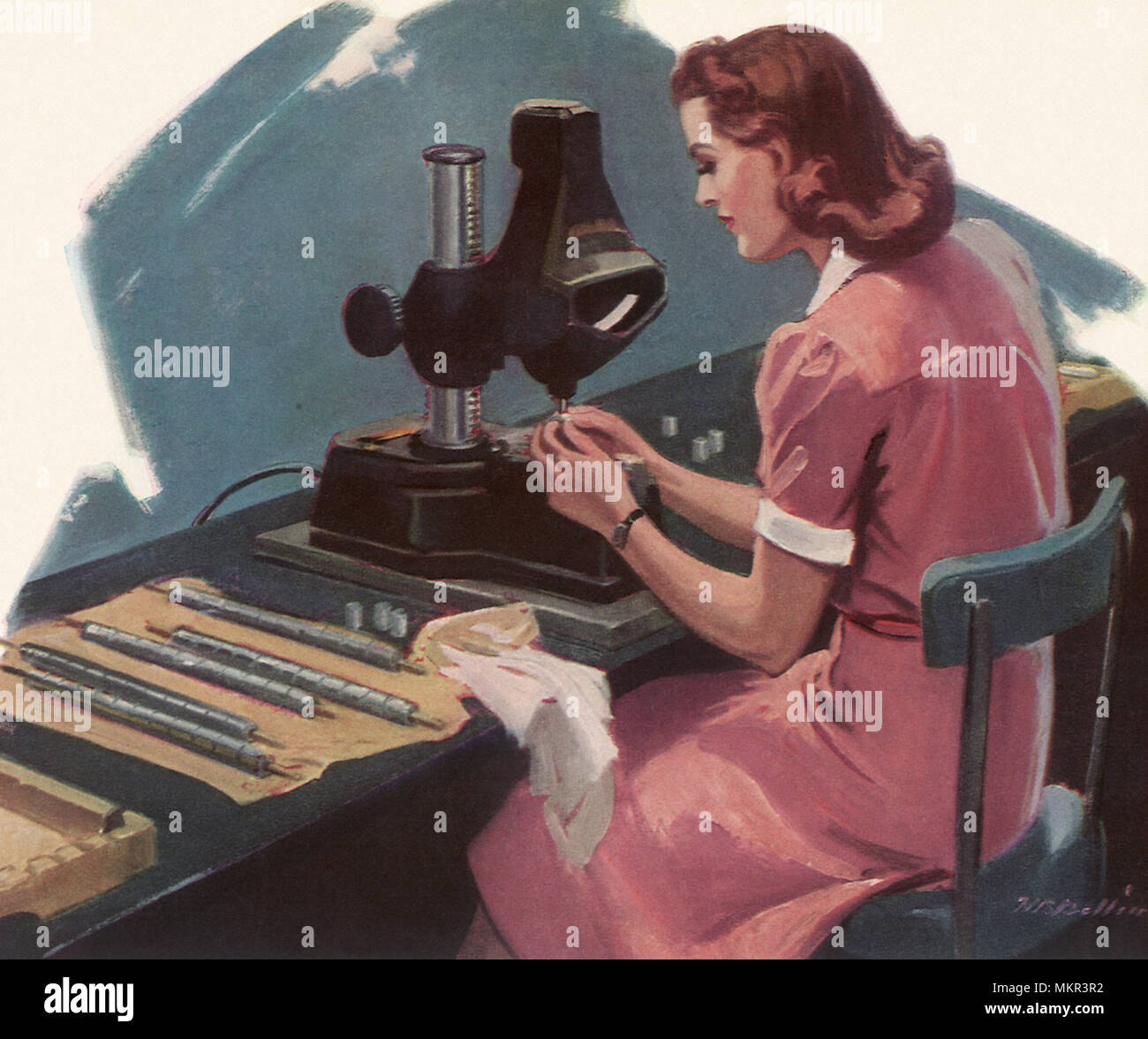 Woman at Industrial Sewing Plant Stock Photo - Alamy