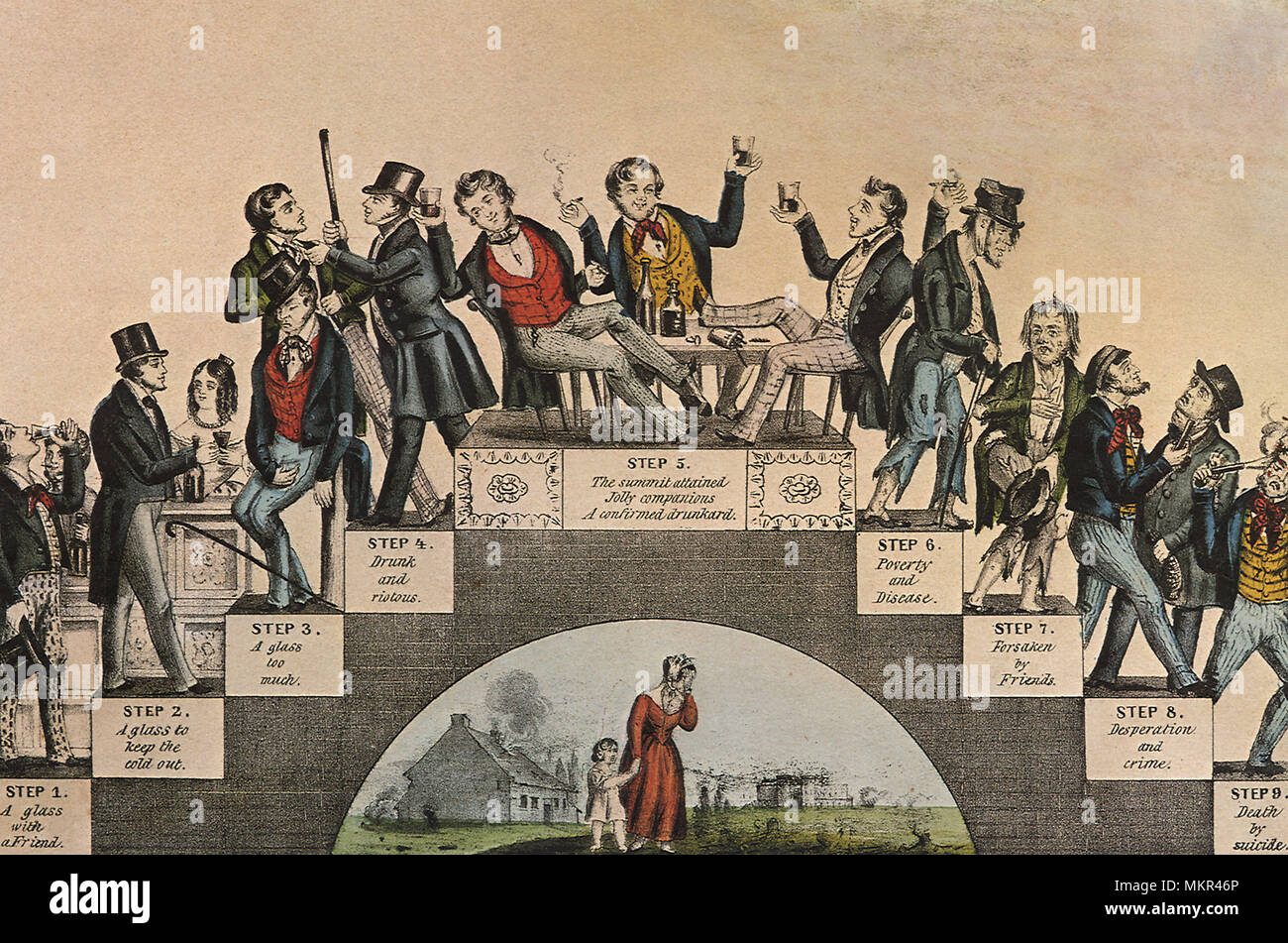 The Drunkard's Progress, from the First Glass to the Grave Stock Photo ...
