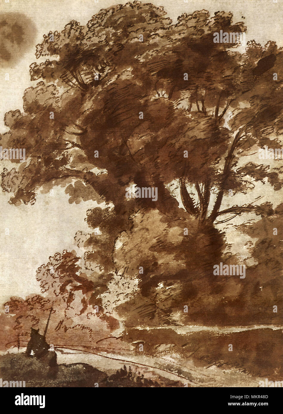 Landscape with Tree and Figure Stock Photo - Alamy