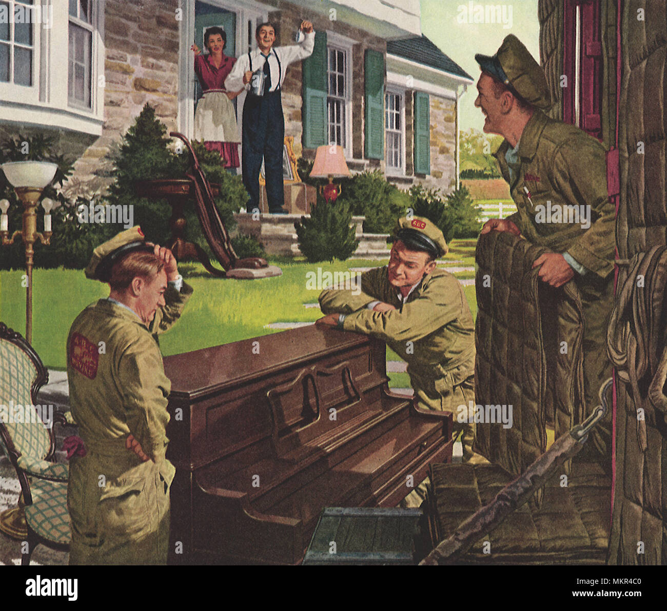 Man offers Coffee to Furniture Movers Stock Photo - Alamy