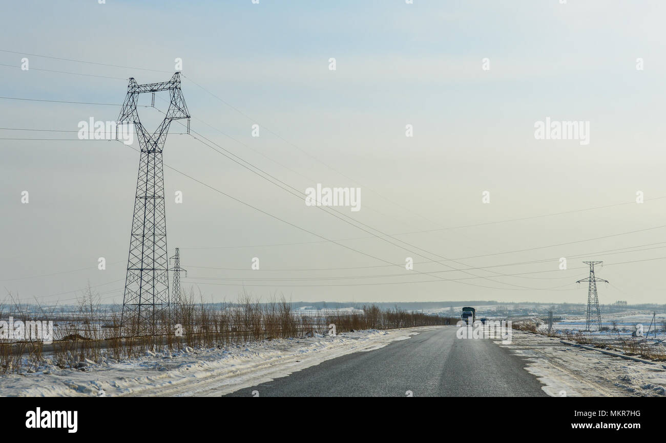 Highway in Harbin, China. Harbin is the capital of Heilongjiang ...