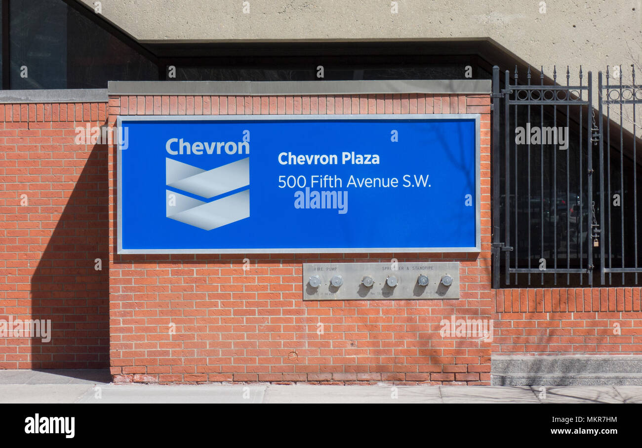 Chevron Plaza Sign. 500 5th Avenue SW, Calgary, Alberta Stock Photo - Alamy