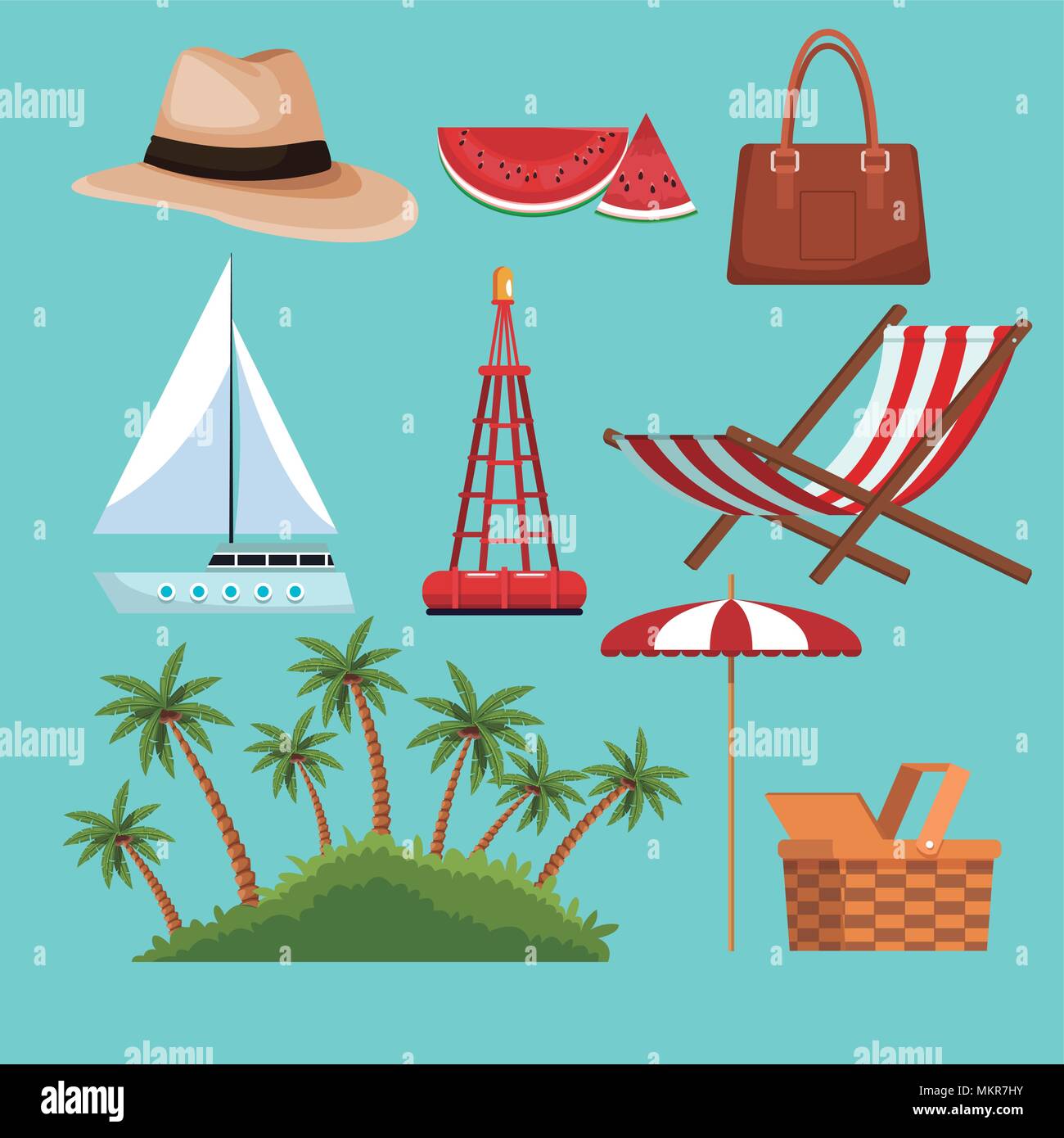 Set of beach elements Stock Vector Image & Art - Alamy