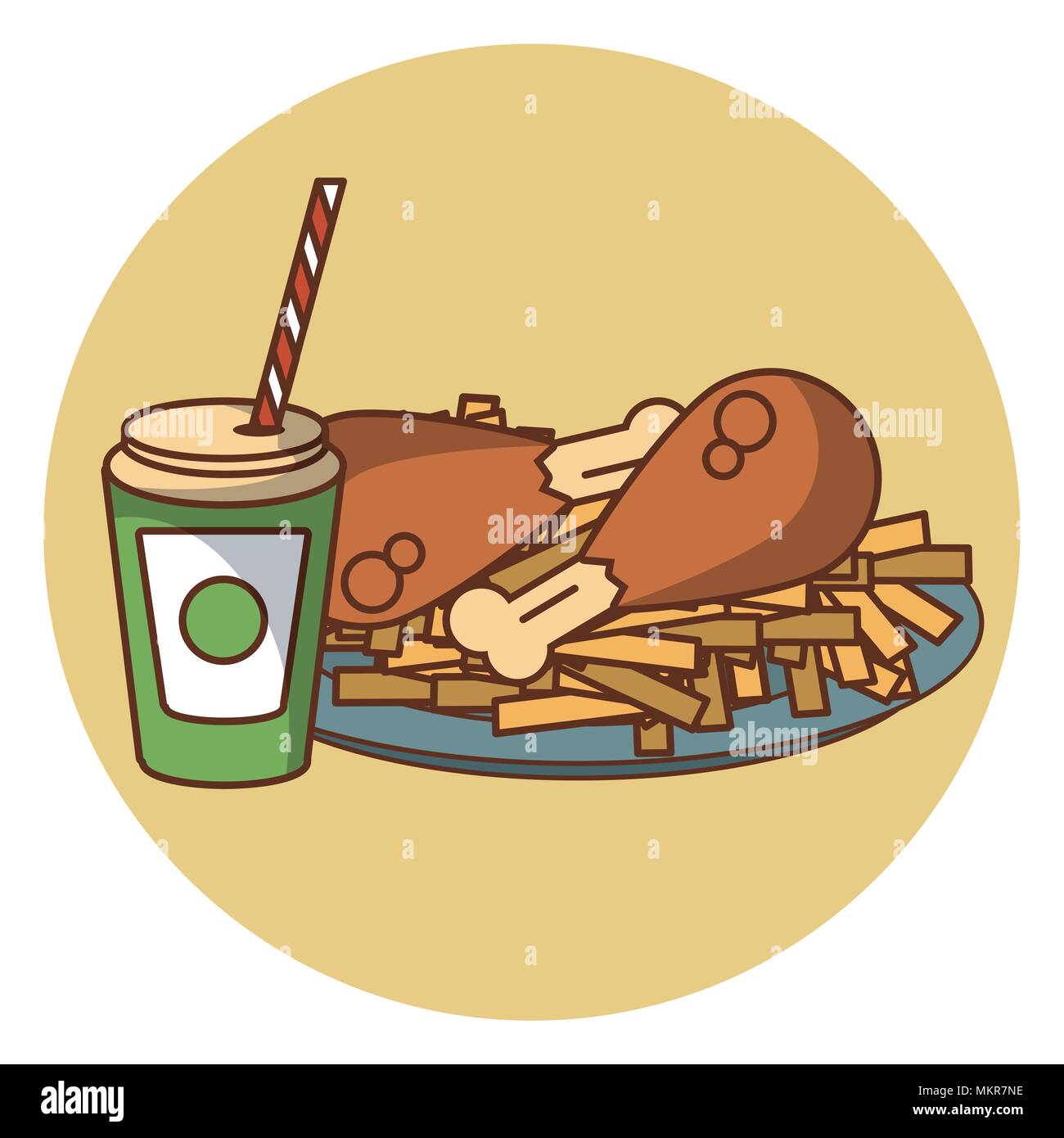 Fried chicken combo fast food cartoon Stock Vector Images - Alamy