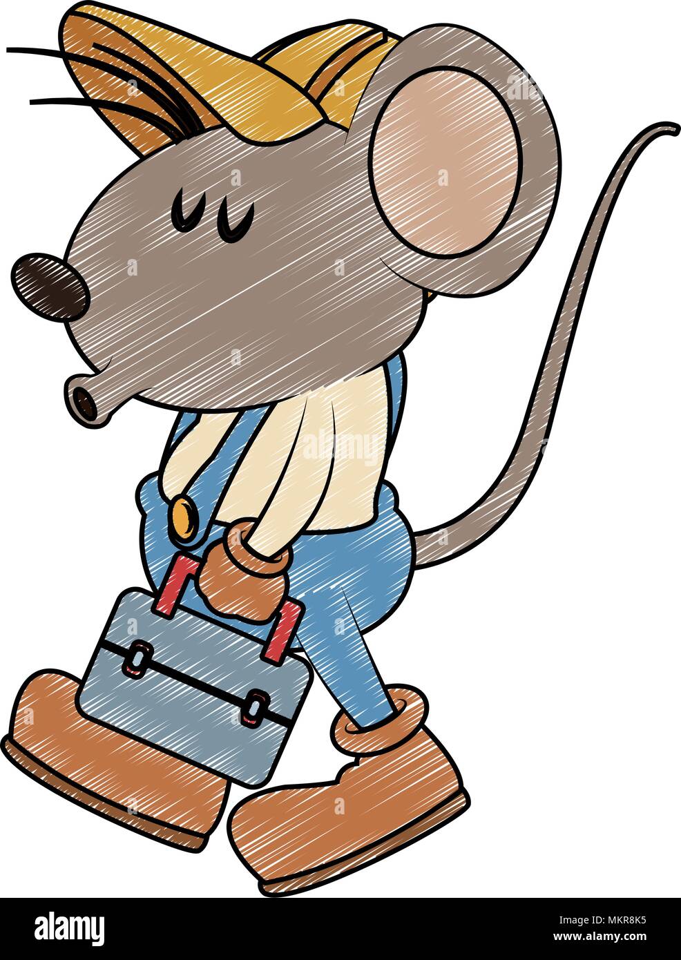 Worker mouse with tool box scribble Stock Vector Image & Art - Alamy