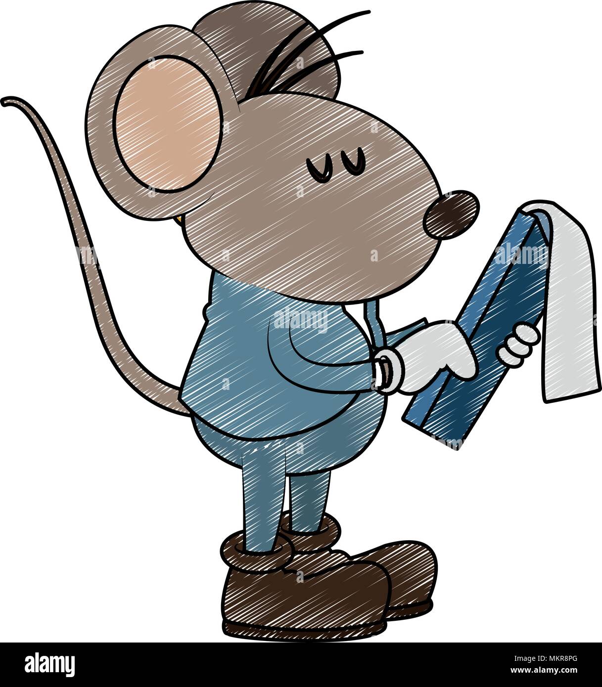 Worker mouse with clipboard scribble Stock Vector Image & Art - Alamy
