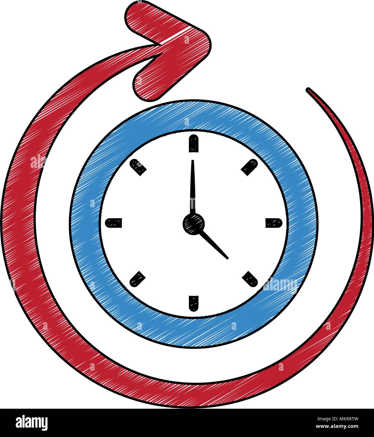 Wall clock running scribble Stock Vector Image & Art - Alamy