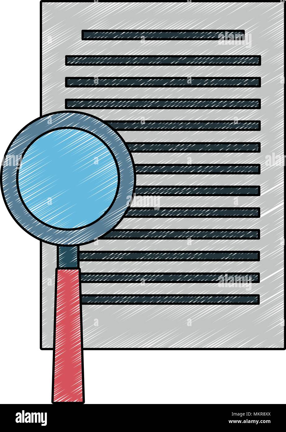 Document with magnifying glass scribble Stock Vector Image & Art - Alamy