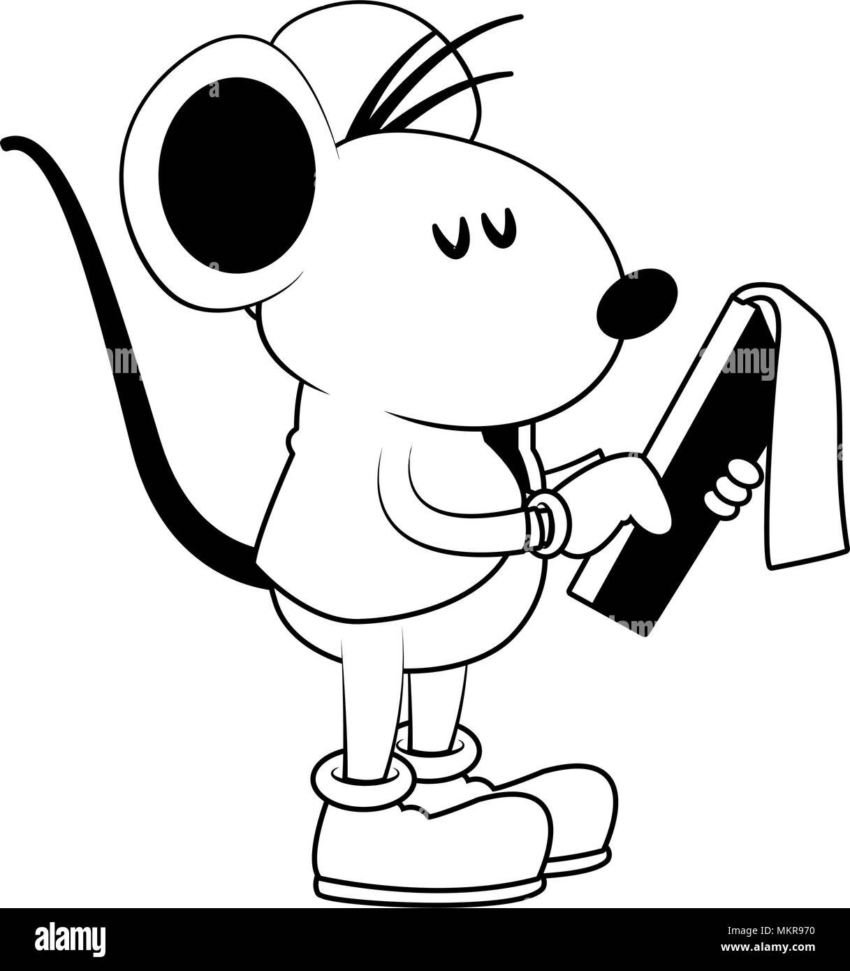Worker mouse with clipboard on black and white Stock Vector Image & Art ...