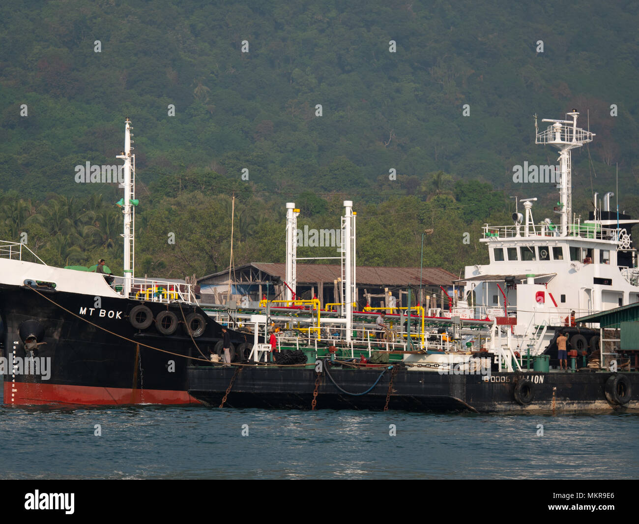 Small oil tanker at the harbour of Padaw Island outside Myeik, formerly ...