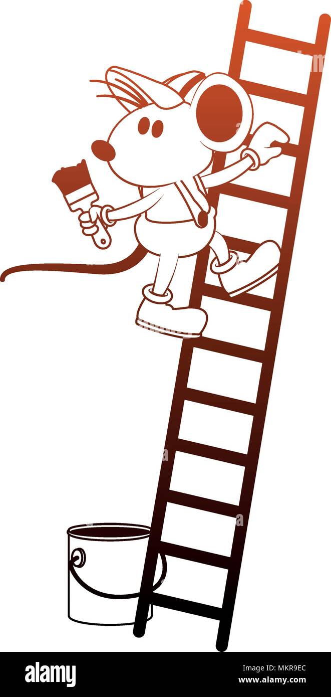 Worker mouse up the stairs orange lines Stock Vector Image & Art - Alamy