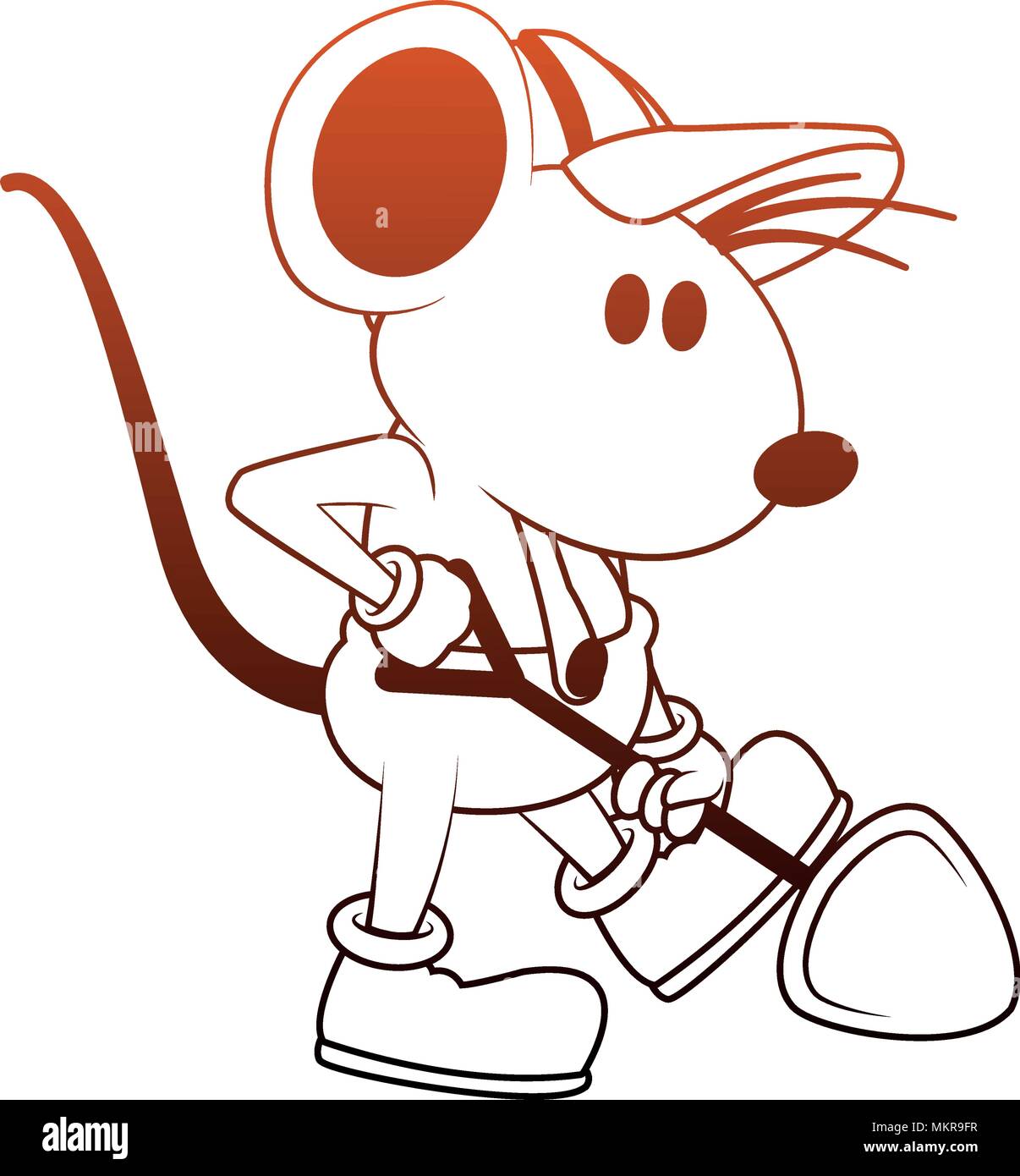 Worker mouse with shovel orange lines Stock Vector Image & Art - Alamy