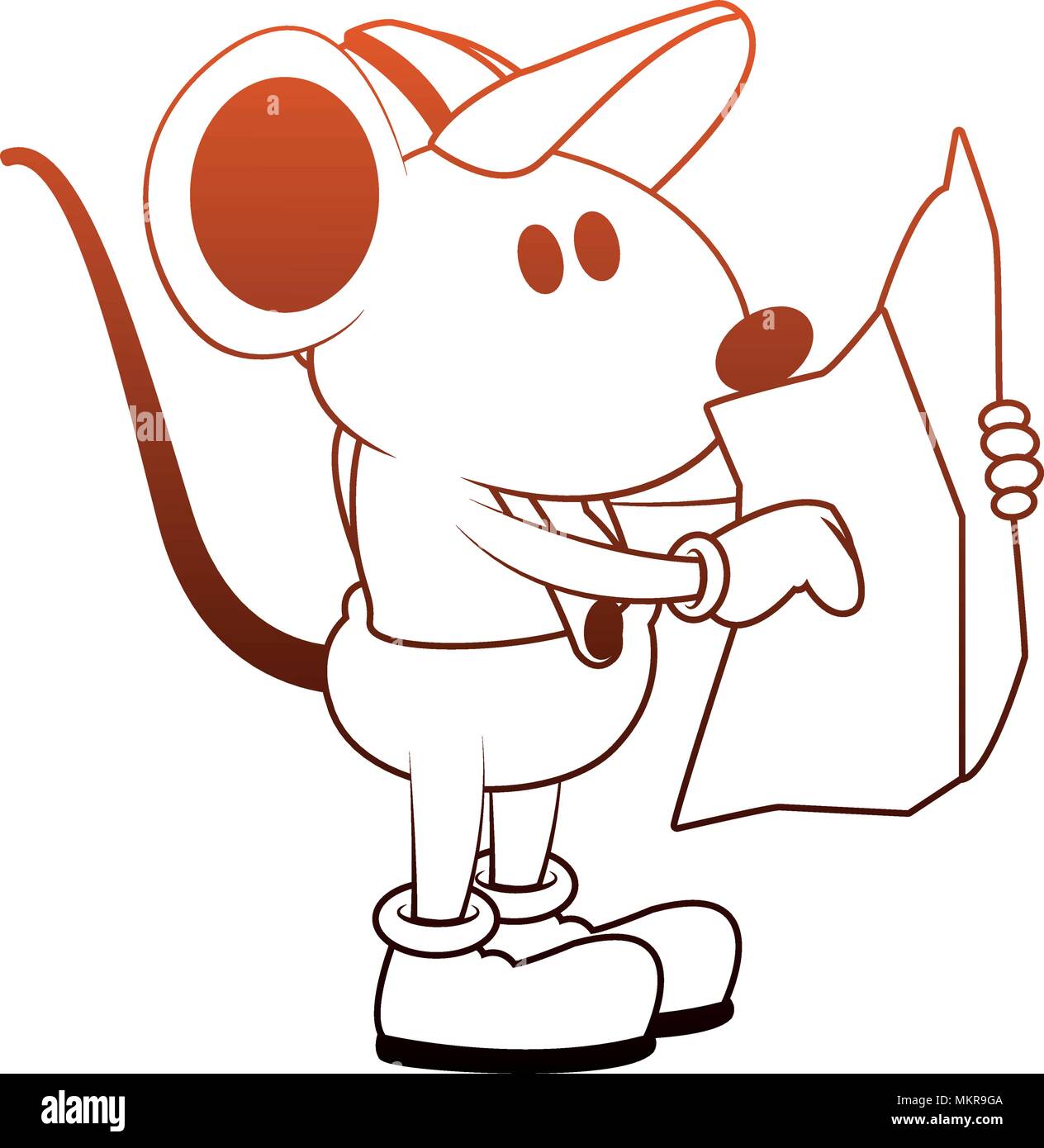 Worker mouse with construction plans orange lines Stock Vector Image ...