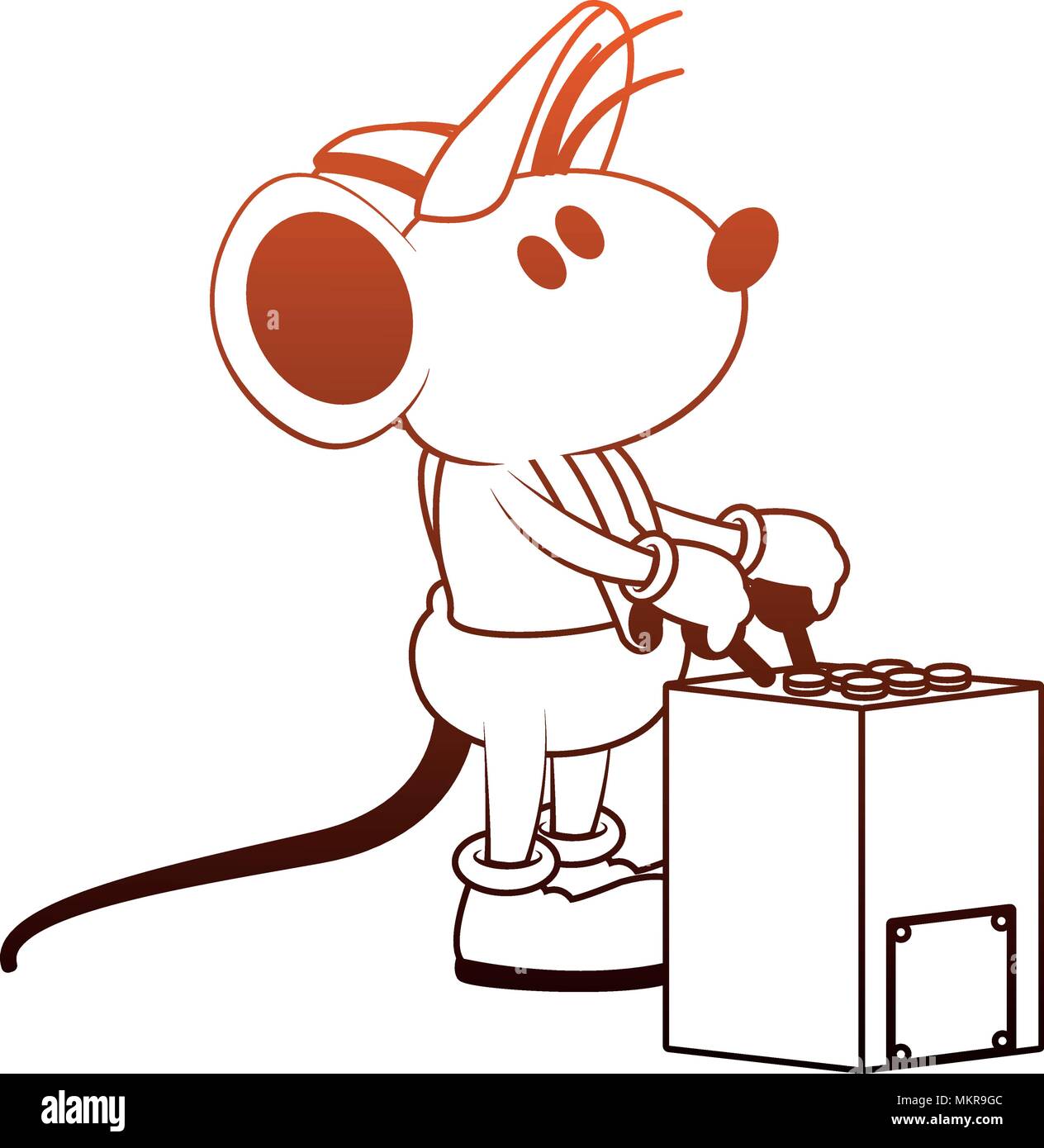Worker mouse with crane controls orange lines Stock Vector Image & Art ...