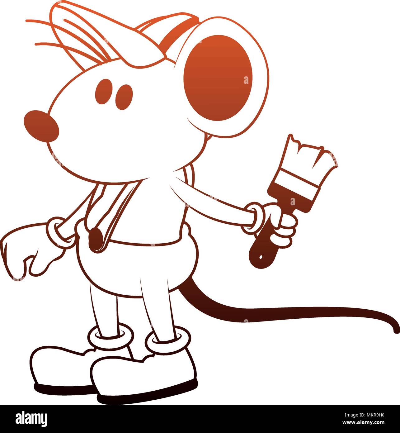 Worker mouse with paint brush orange lines Stock Vector Image & Art - Alamy
