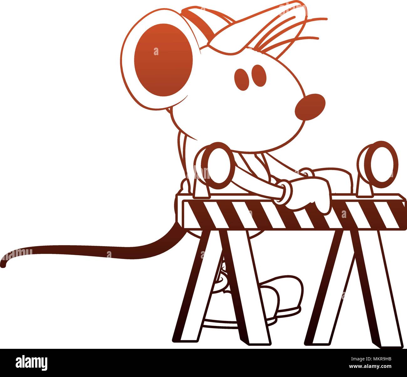 Worker mouse with construction barrier orange lines Stock Vector Image ...