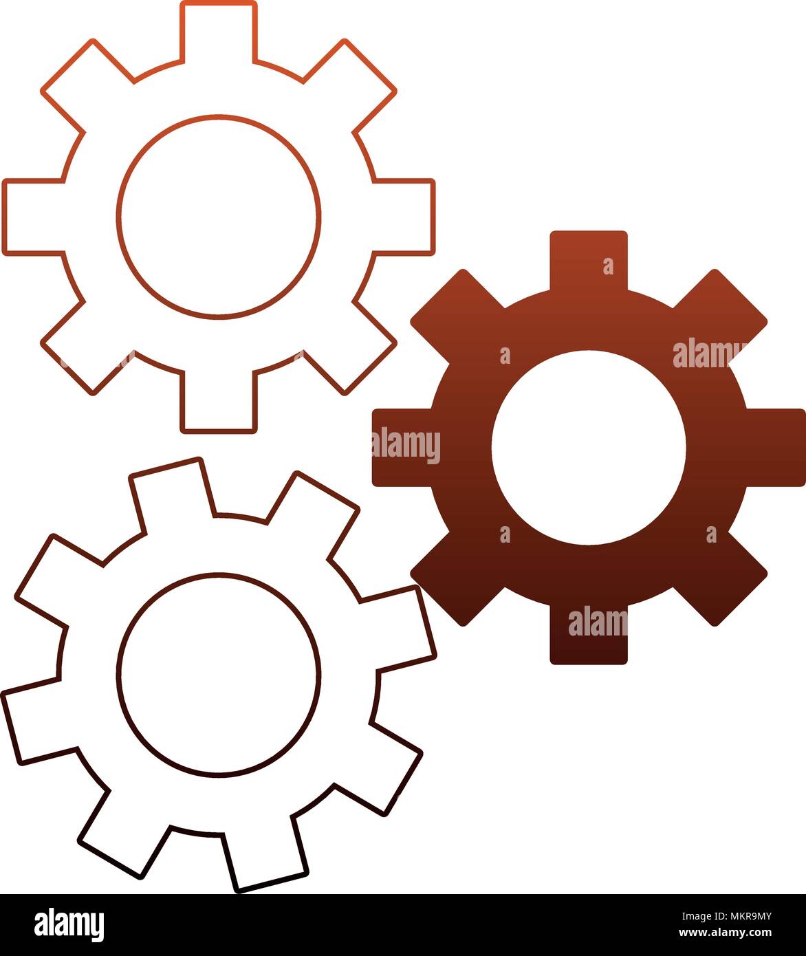 Gears working symbol orange lines Stock Vector Image & Art - Alamy