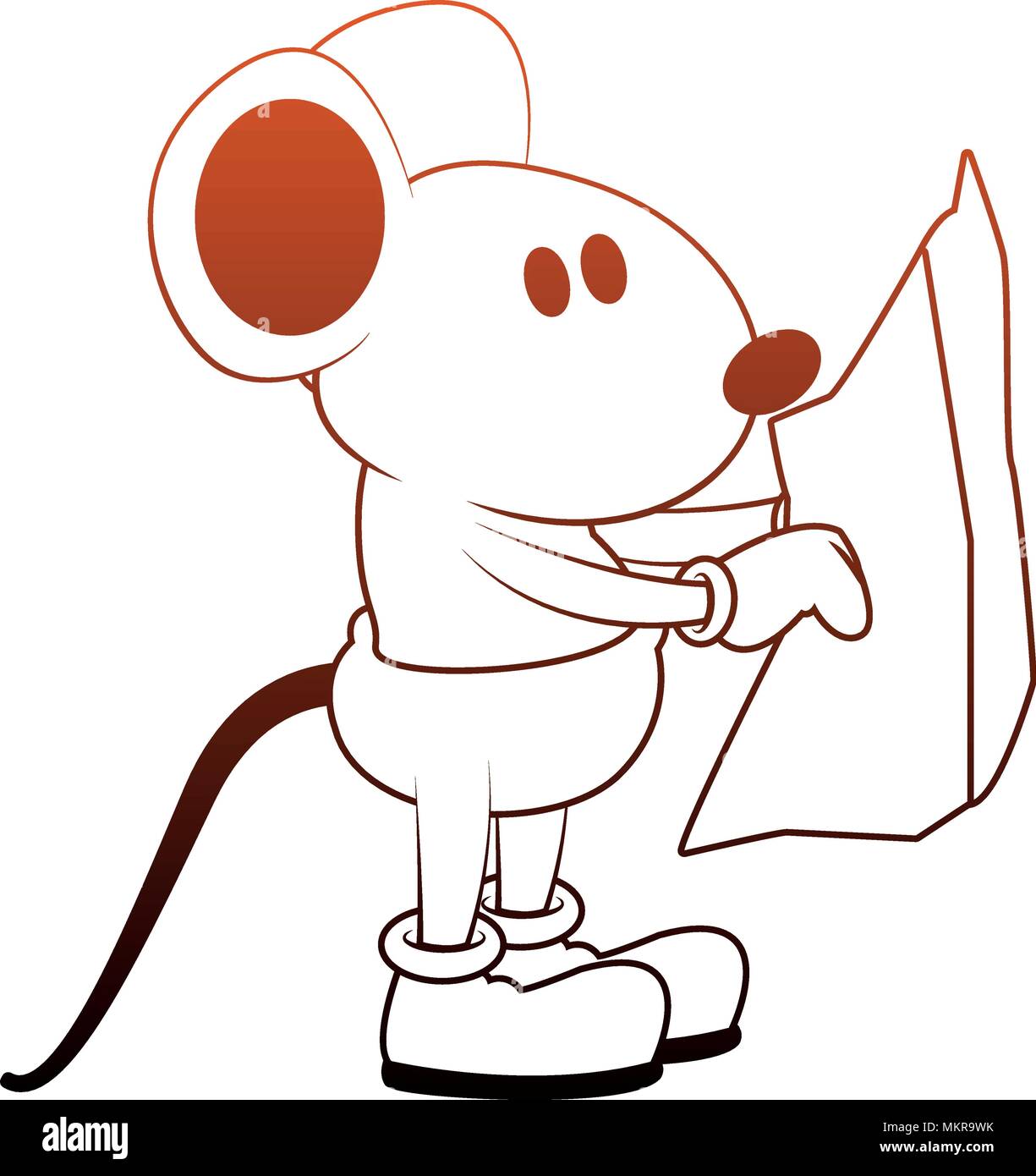 Worker mouse with construction plans orange lines Stock Vector Image ...