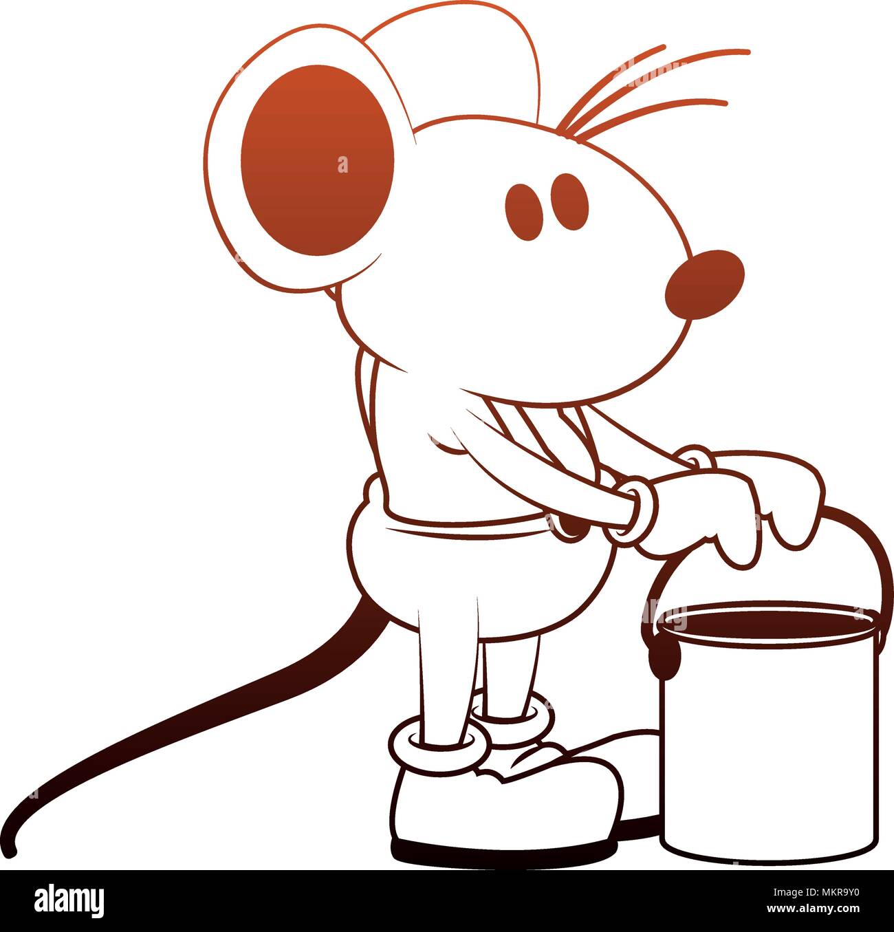 Worker mouse with paint bucket orange lines Stock Vector Image & Art ...