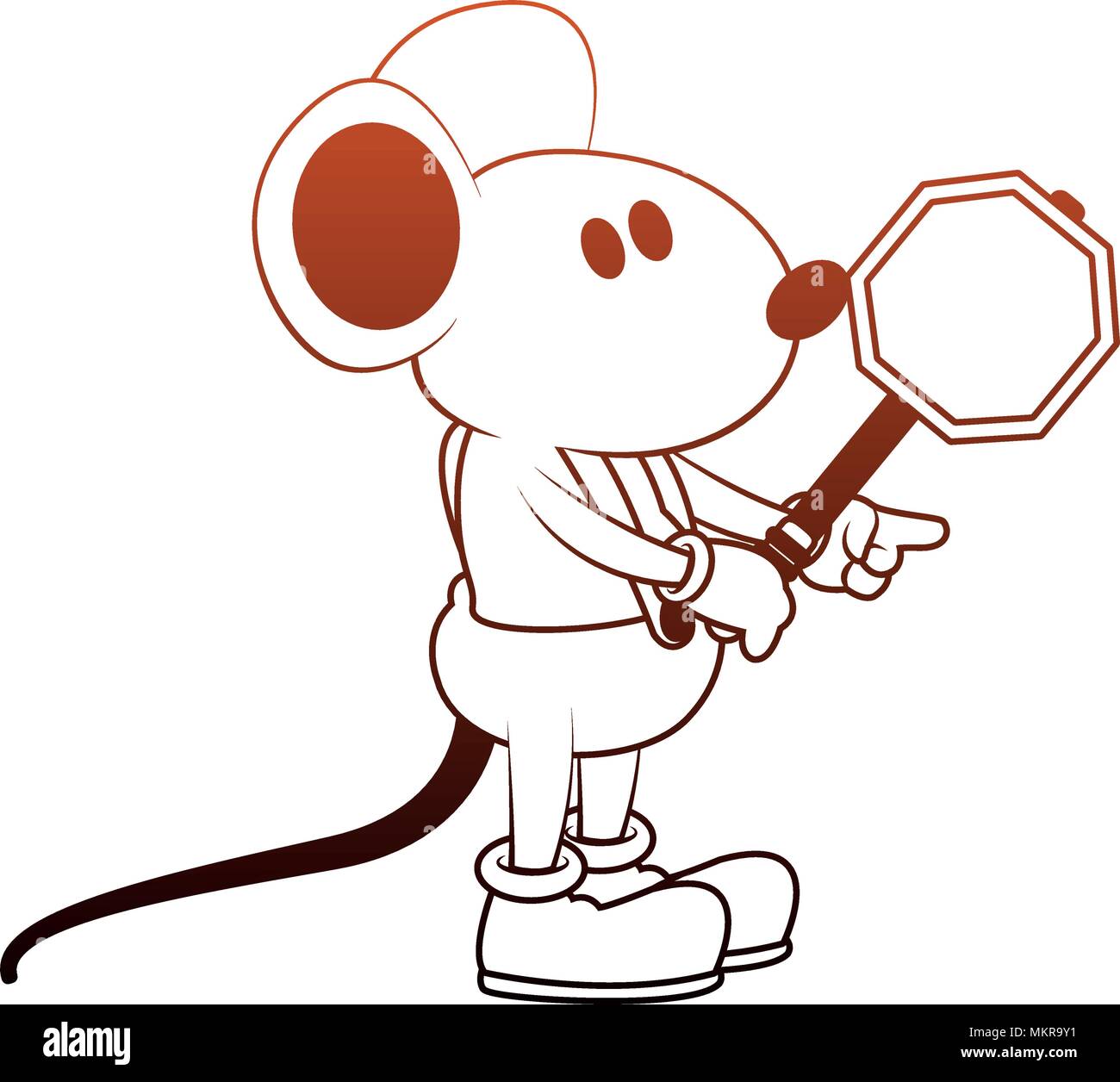 Worker mouse with road sign orange lines Stock Vector Image & Art - Alamy