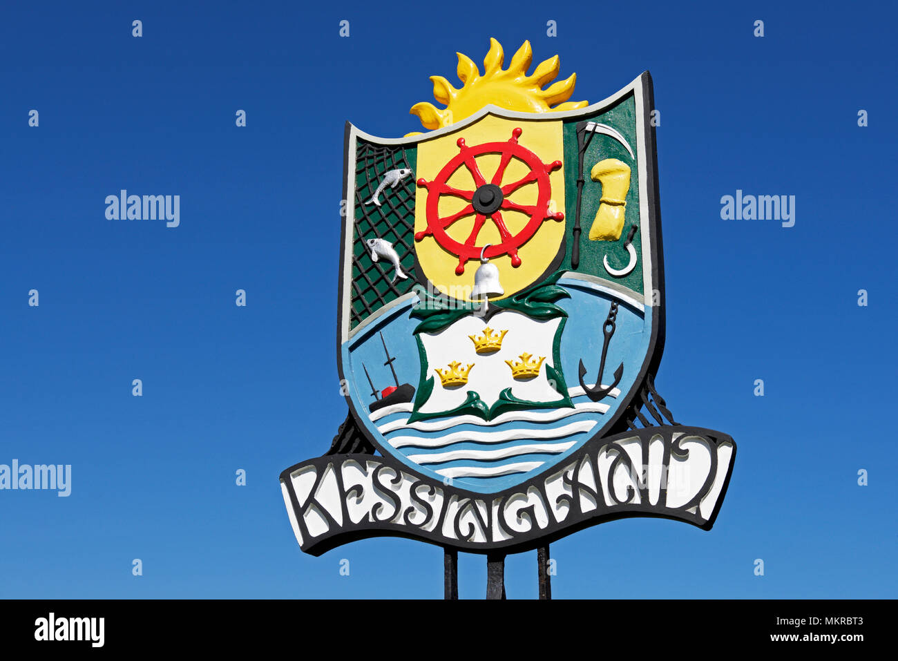 Sign for Kessingland, a village in Suffolk, England UK Stock Photo - Alamy