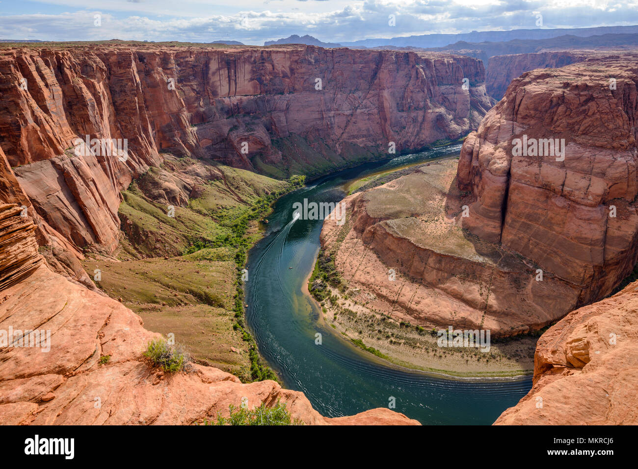 Horseshoe Bend - Overview of Colorado River at Horseshoe Bend on a ...