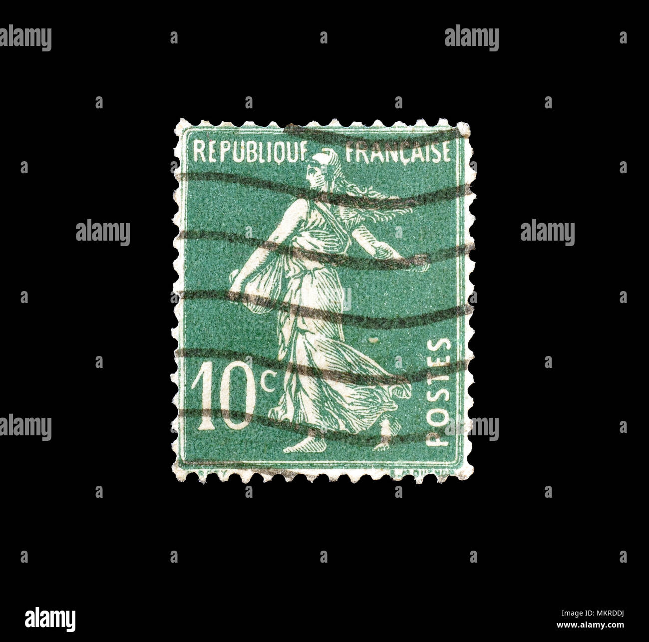 Cancelled postage stamp printed by France, that shows Sower Stock Photo ...