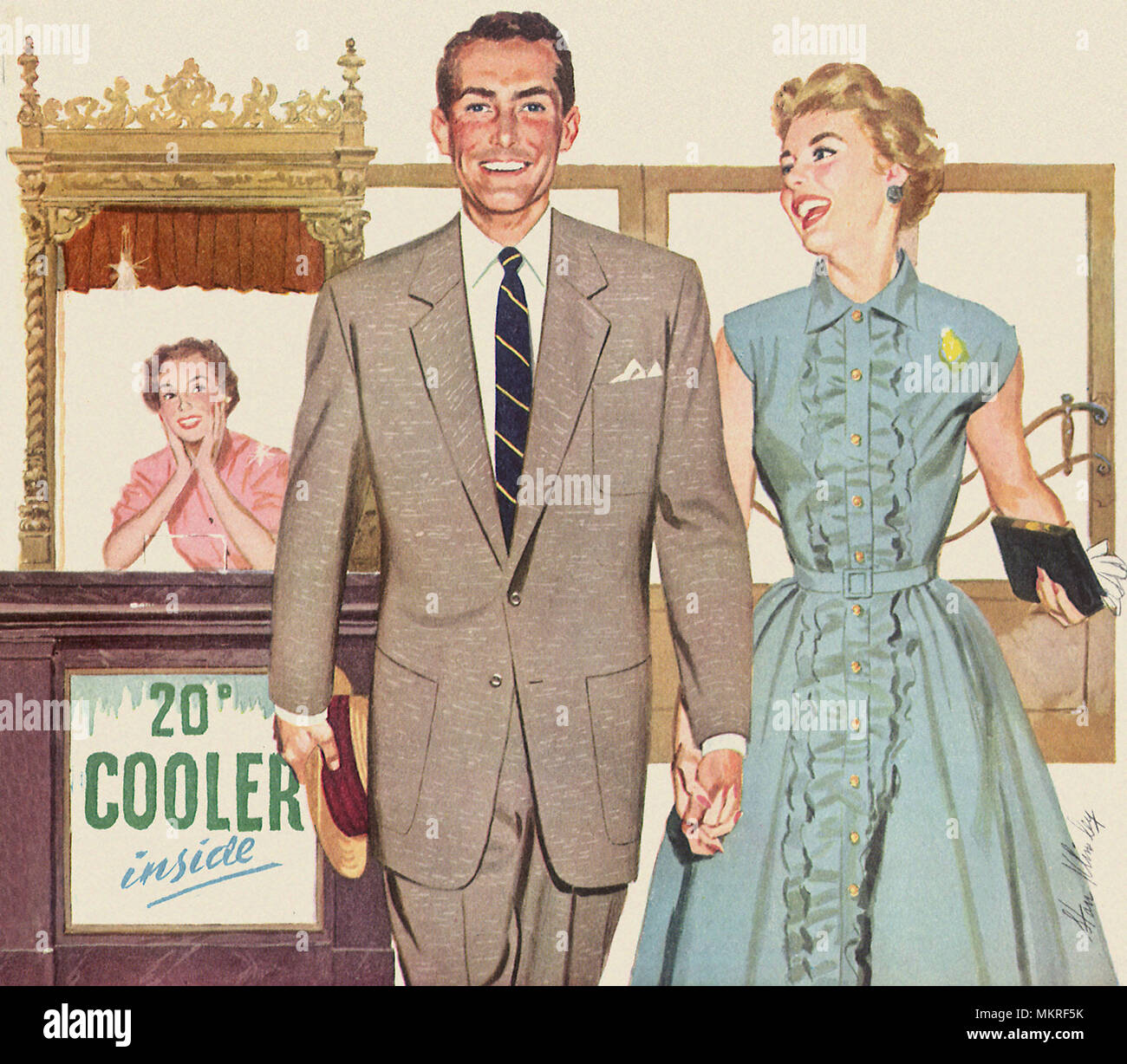 Man and Woman enter Theater Stock Photo - Alamy