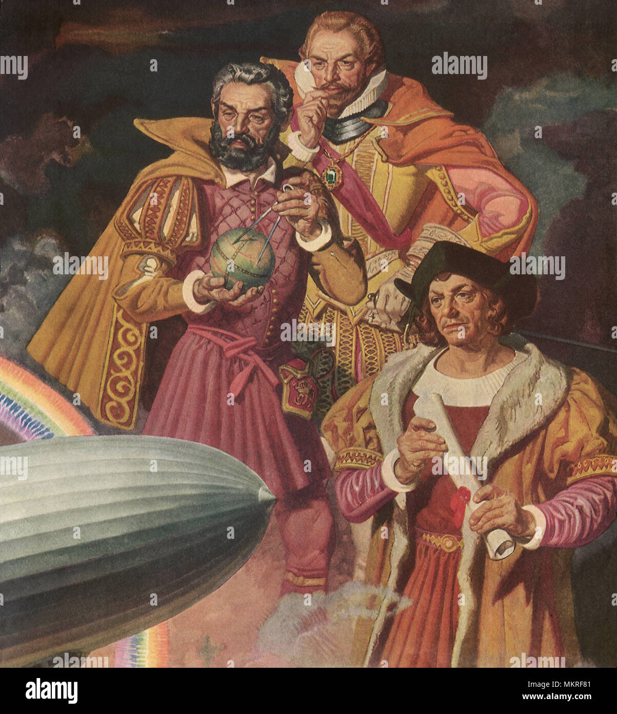 Explorers and Zepplin Stock Photo - Alamy