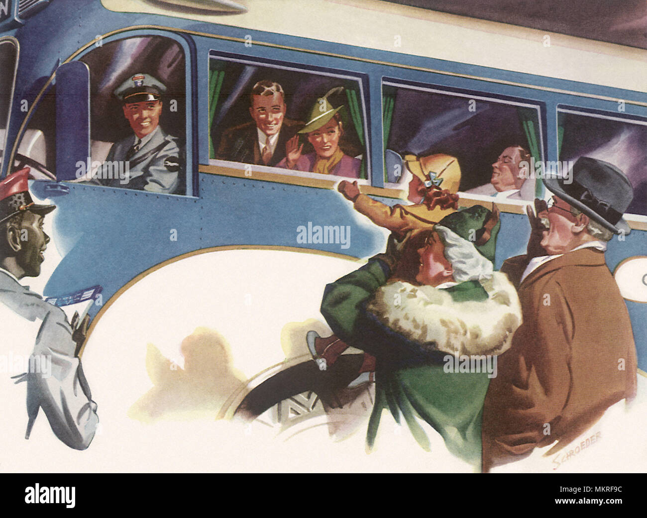 Vintage bus passengers hi-res stock photography and images - Alamy